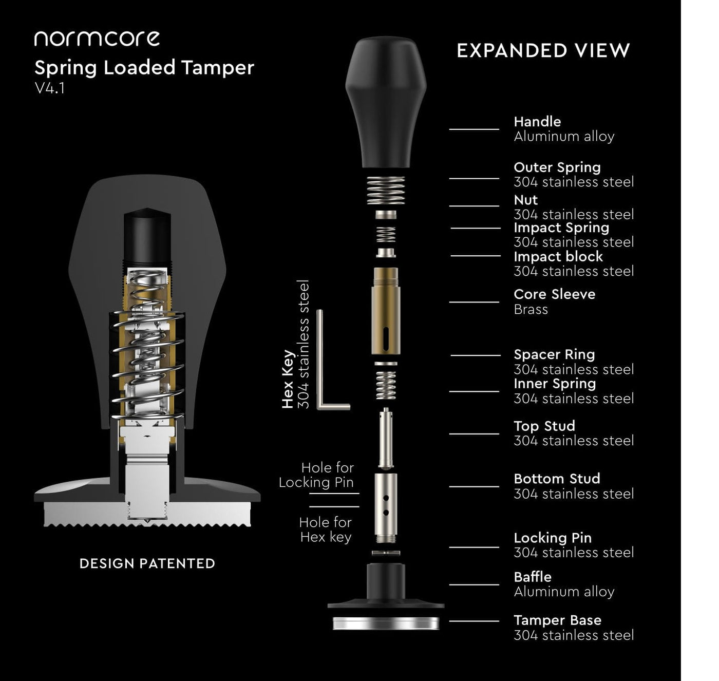 Normcore V4.1 Spring Loaded Coffee Tamper with "Click" Sound